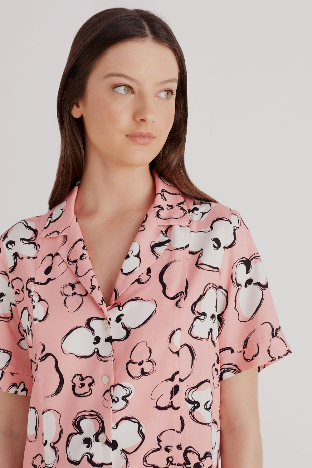 Camisa Floral Rosa Cerejeira Rosa