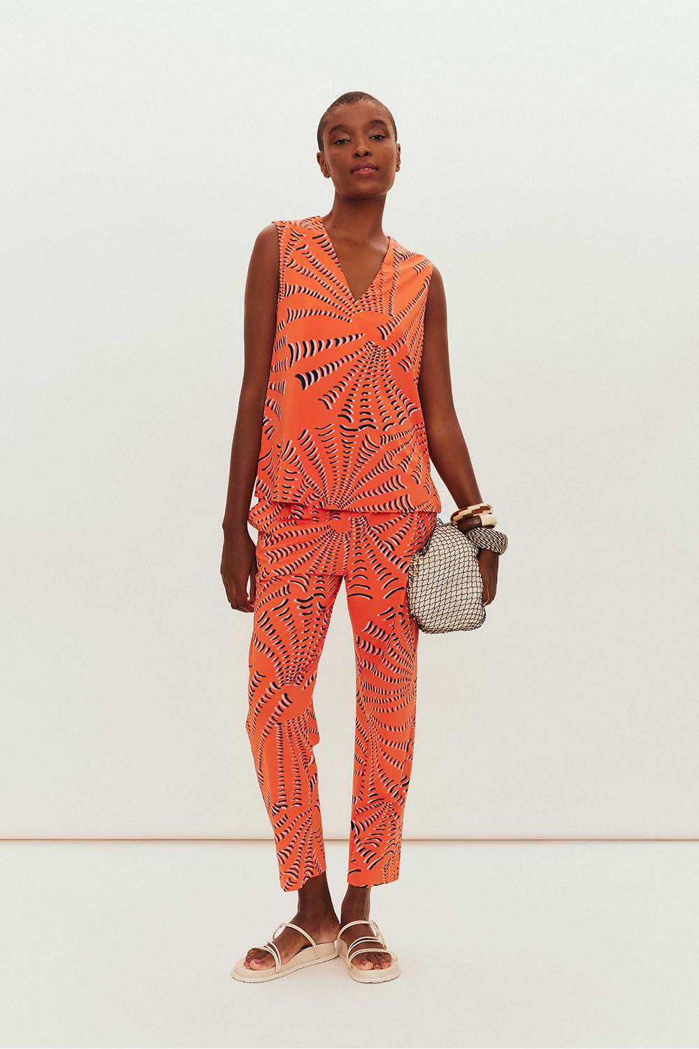 Blusa decote concha laranja tropical - lucidez